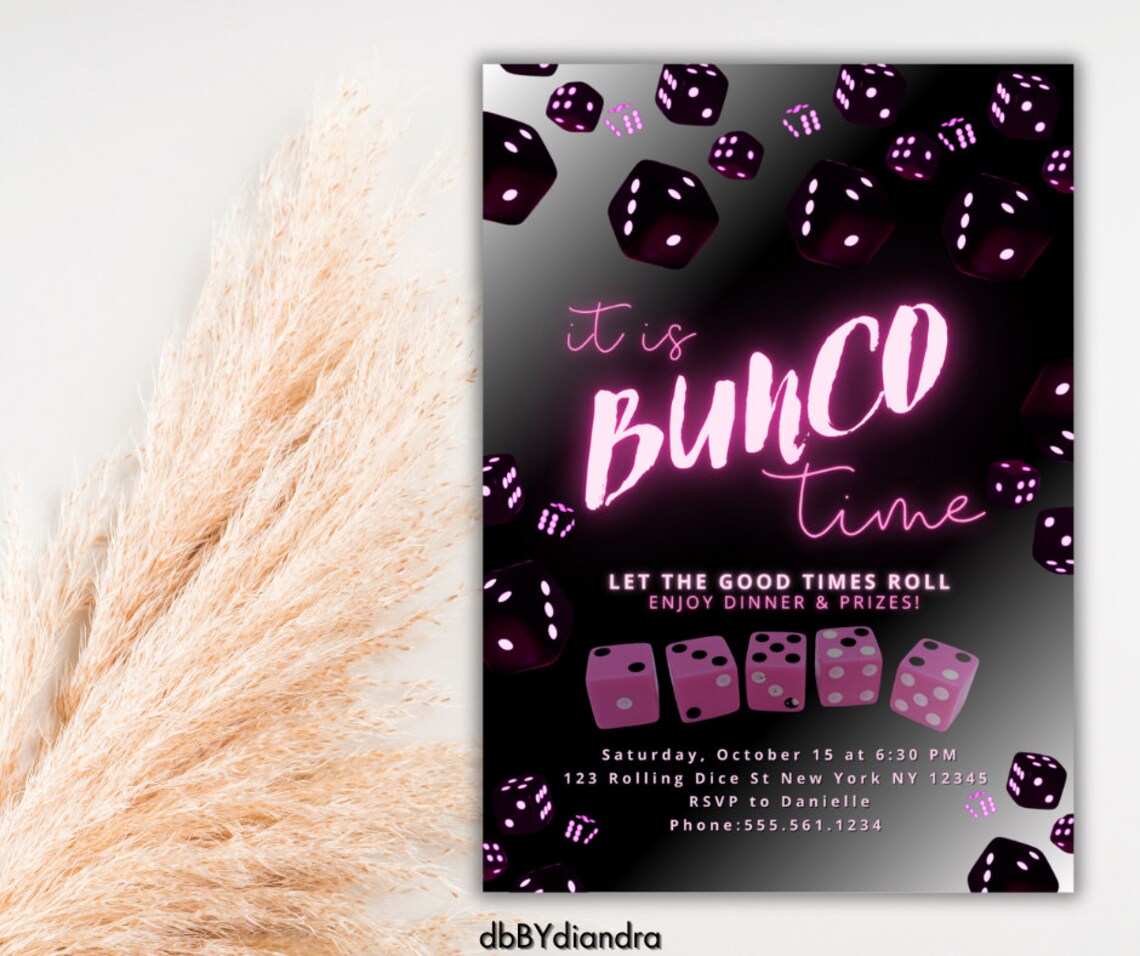 Bunco Invitation Template for Game Night Invite for Bunco Party Ideas ...