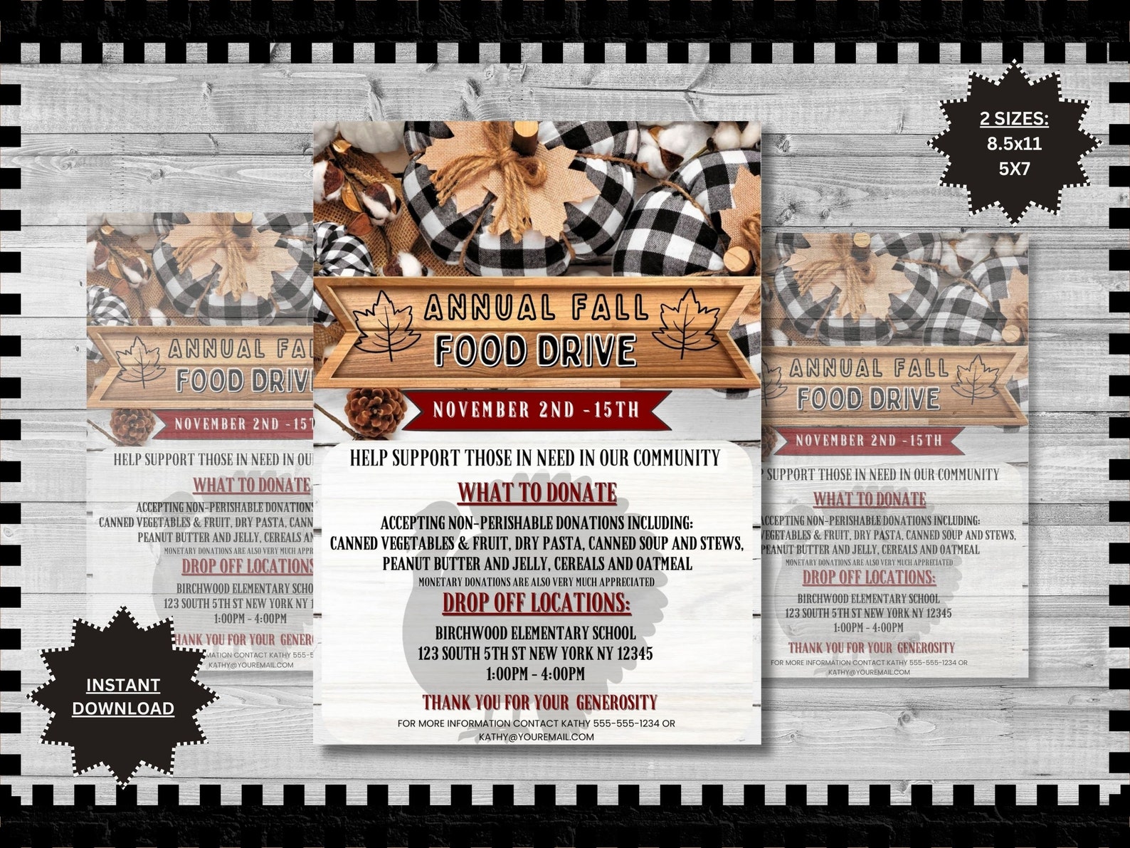 Editable Annual Fall Food Drive Flyer Community Hunger Drive Autumn ...