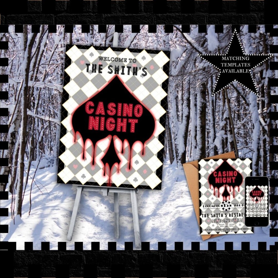 Editable Casino Party Welcome Sign for Welcome Table Event Sign ...