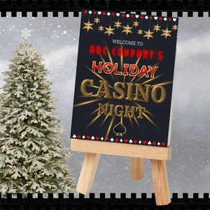 Editable Holiday Casino Party Welcome Sign for Welcome Table Event Sign ...