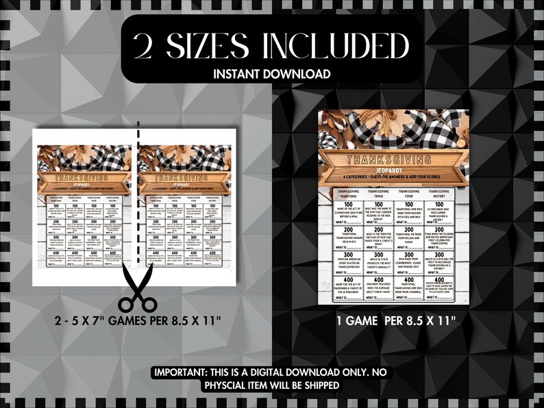 Thanksgiving Jeopardy Party Game Printable Rustic Pumpkin Fall Activity ...