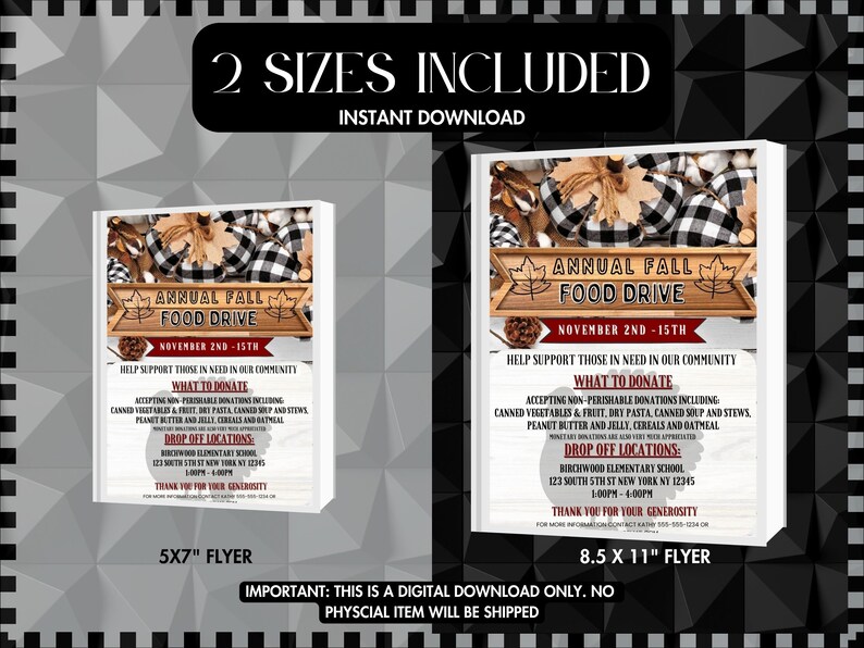 Editable Annual Fall Food Drive Flyer Community Hunger Drive Autumn ...