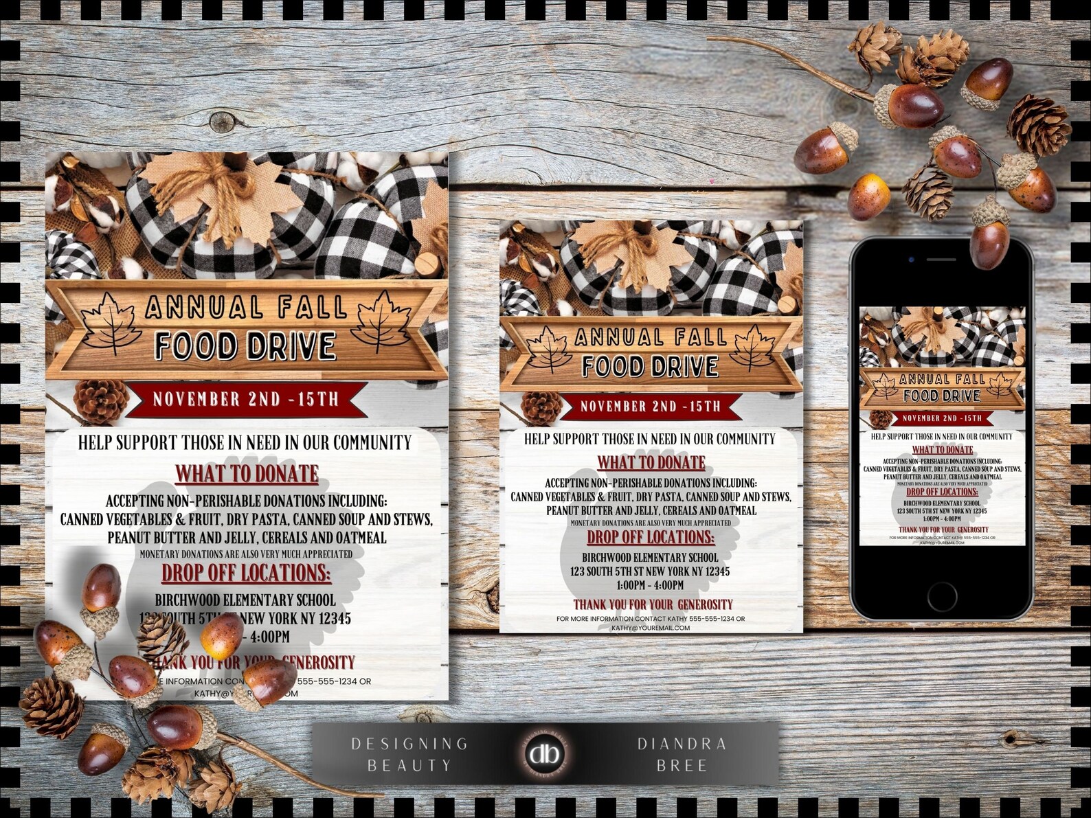 Editable Annual Fall Food Drive Flyer Community Hunger Drive Autumn ...