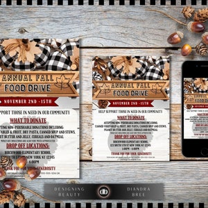 Editable Annual Fall Food Drive Flyer Community Hunger Drive Autumn ...