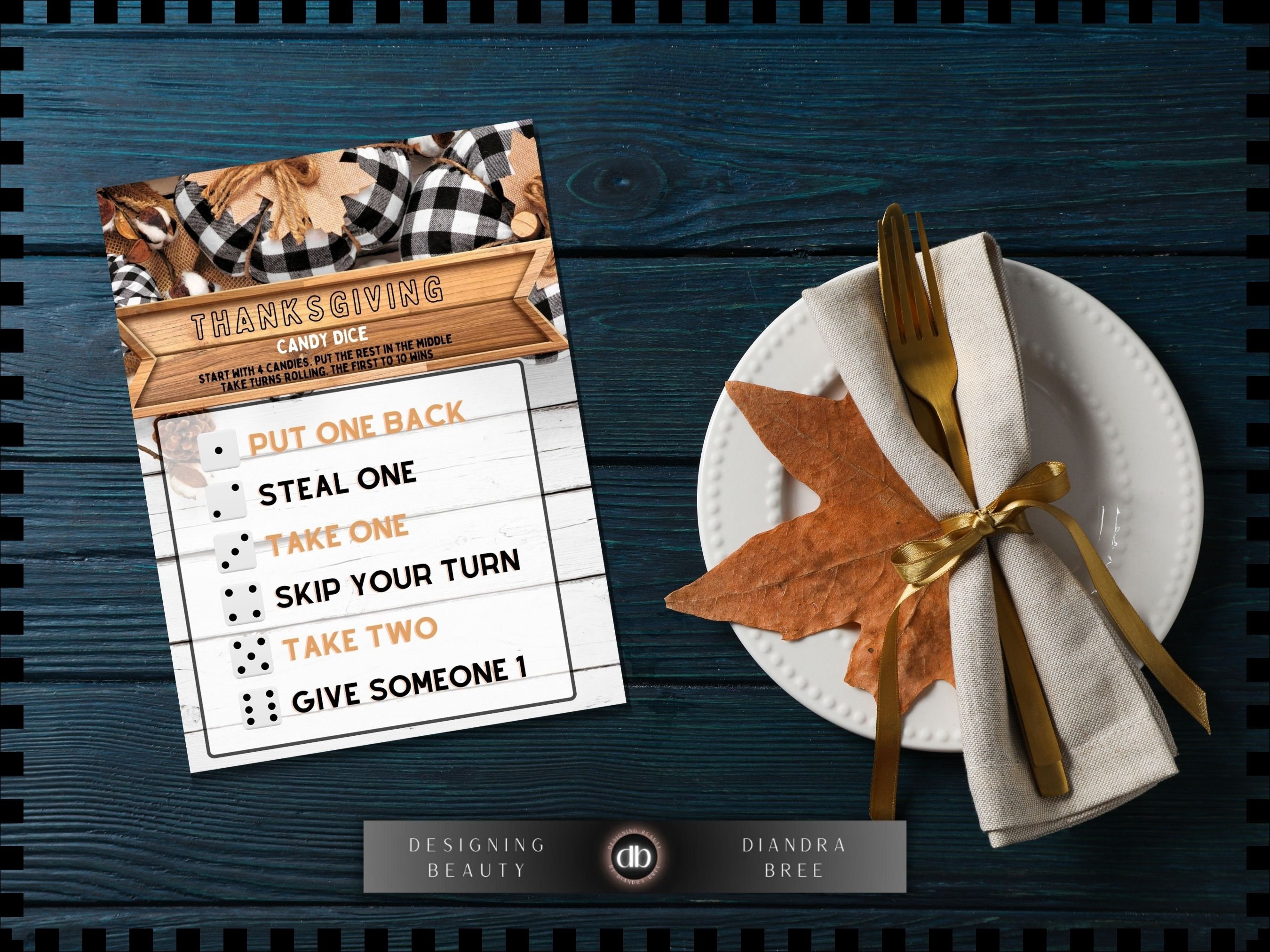 Thanksgiving Candy Dice Game Printable Ice Breaker Dice Game ...