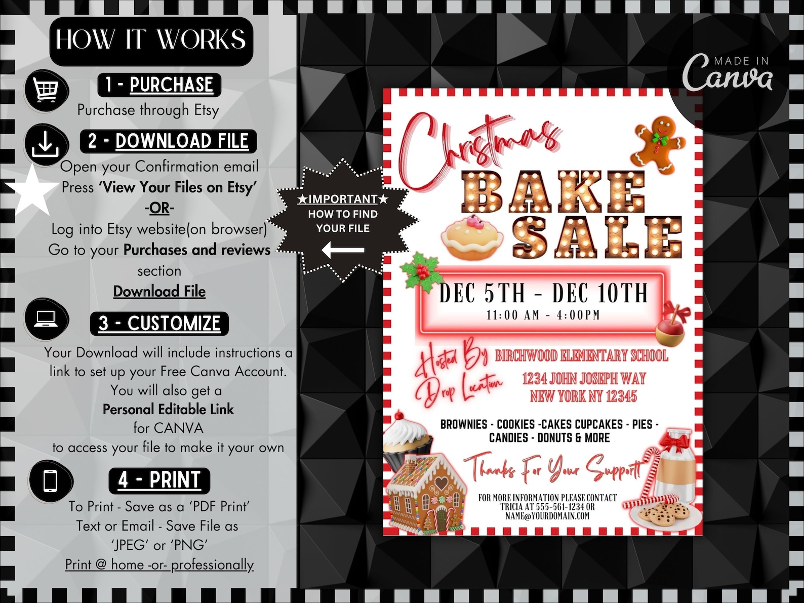 Editable Christmas Bake Sale Flyer Sign for Charity Church School ...