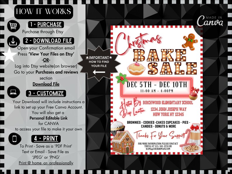 Editable Christmas Bake Sale Flyer Sign for Charity Church School ...