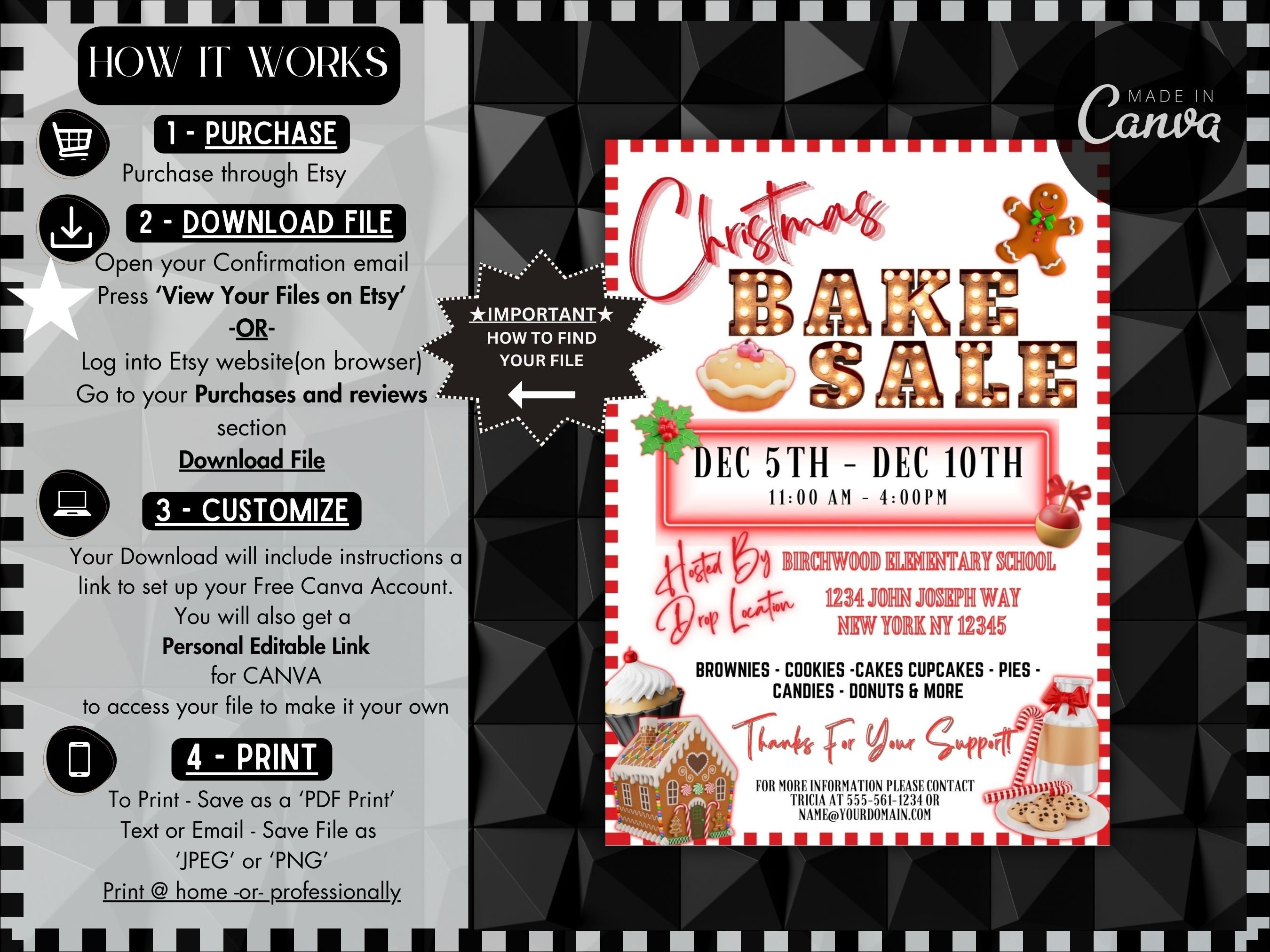 Editable Christmas Bake Sale Flyer Sign for Charity Church School ...