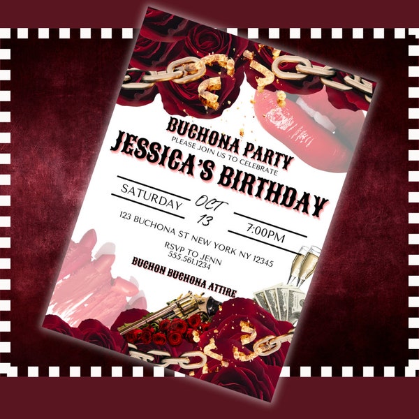 Buchona Invitation Template Etsy Ireland