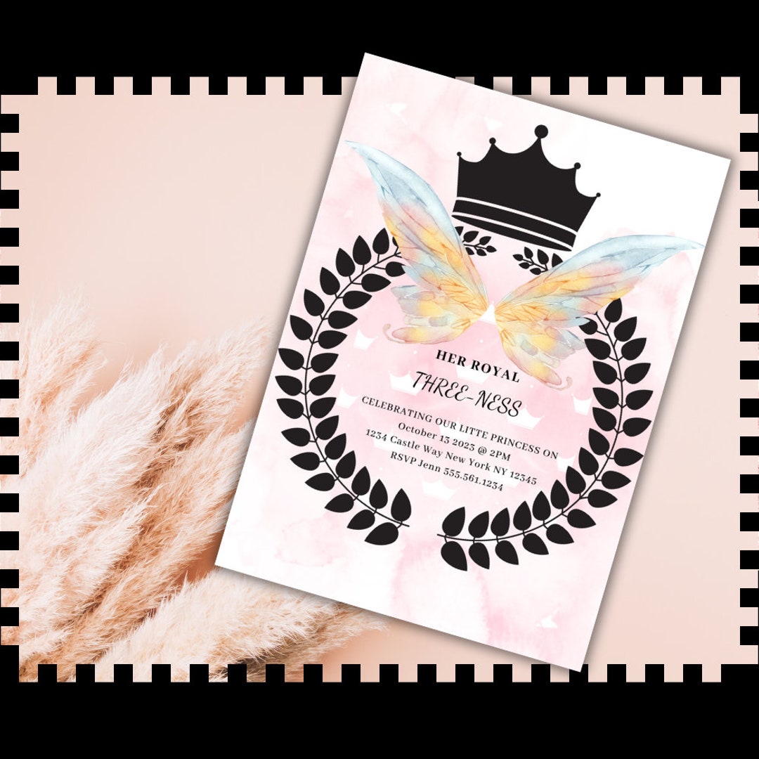 Editable Her Royal Threeness Birthday Digital Mobile Printable ...