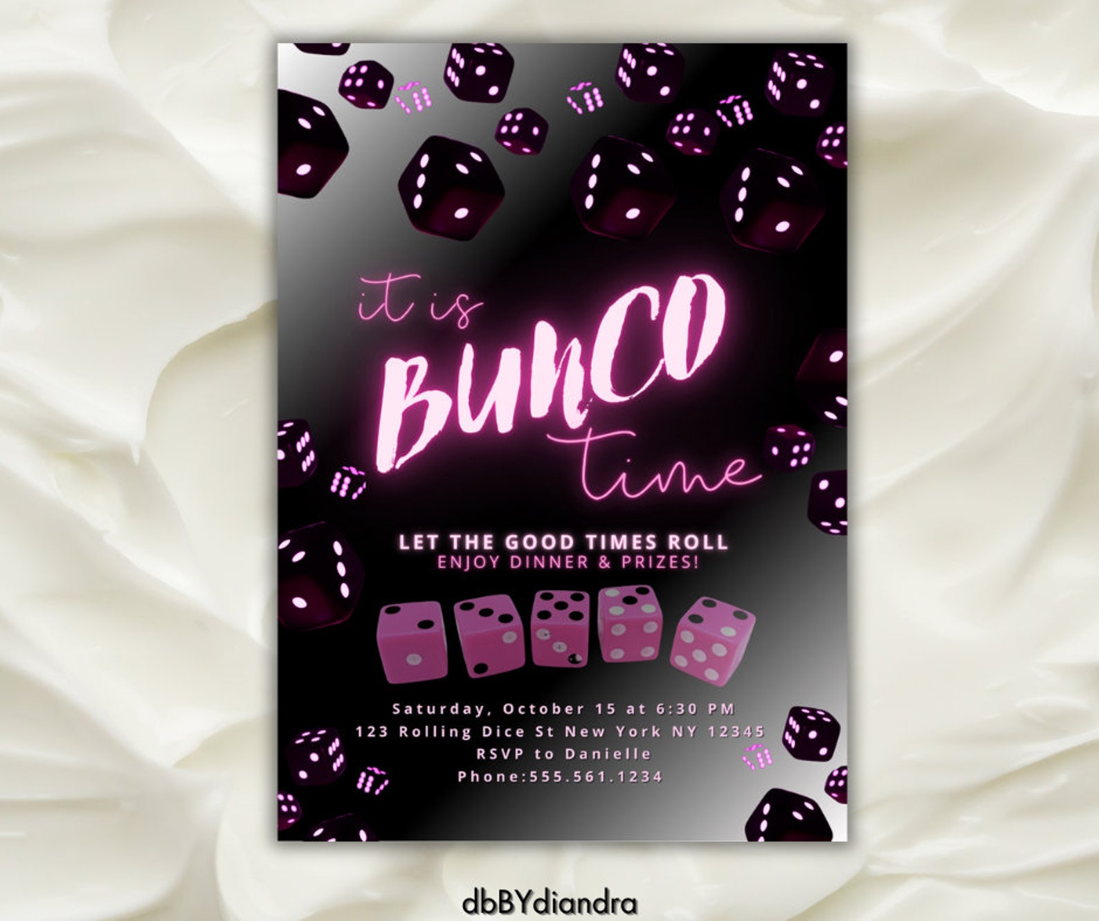 Bunco Invitation Template for Game Night Invite for Bunco Party Ideas ...