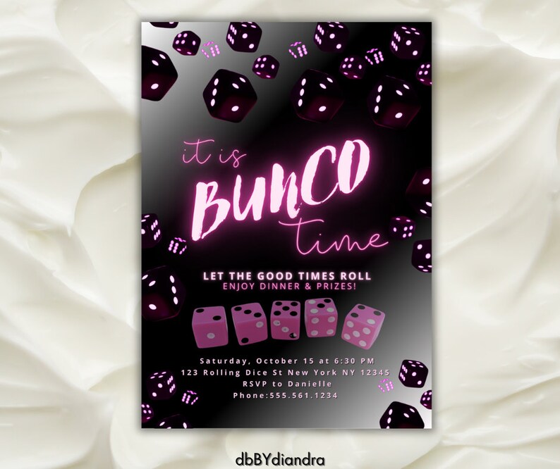 Bunco Invitation Template for Game Night Invite for Bunco Party Ideas ...