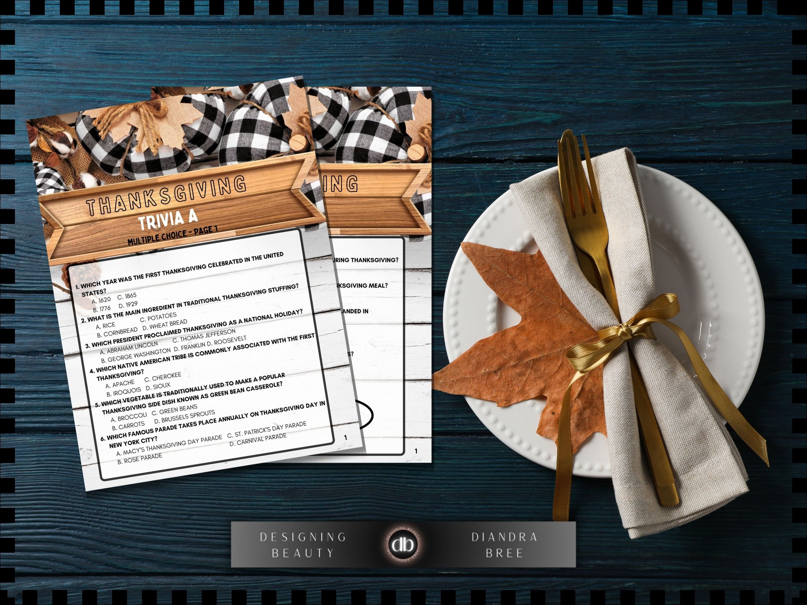 Thanksgiving Fall Trivia Printable Games Fall Table Decor Trivia Cards ...