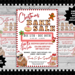 Editable Christmas Bake Sale Flyer Sign for Charity Church School ...