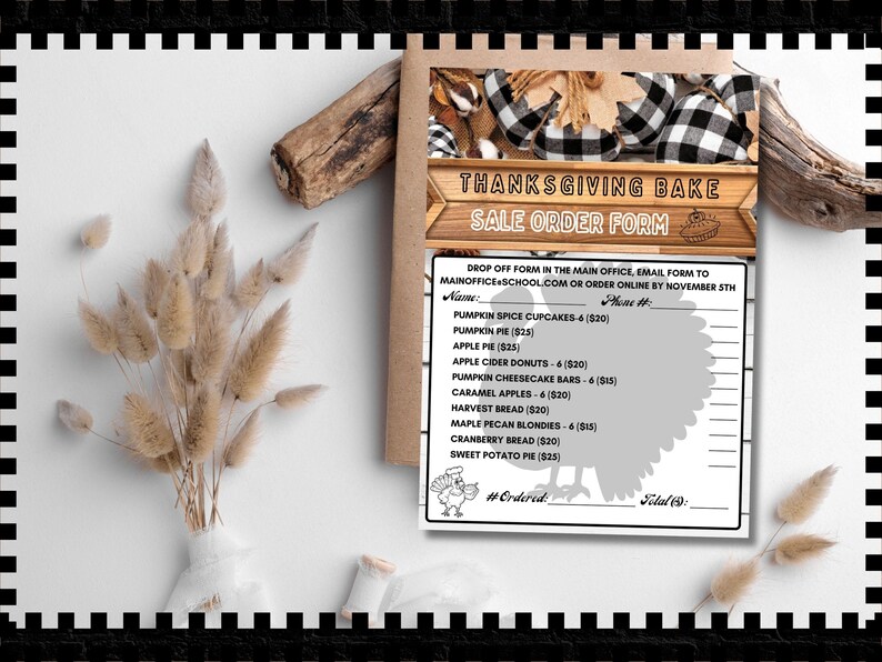 Editable Thanksgiving Bake Sale Order Form Flyer Template Printable ...