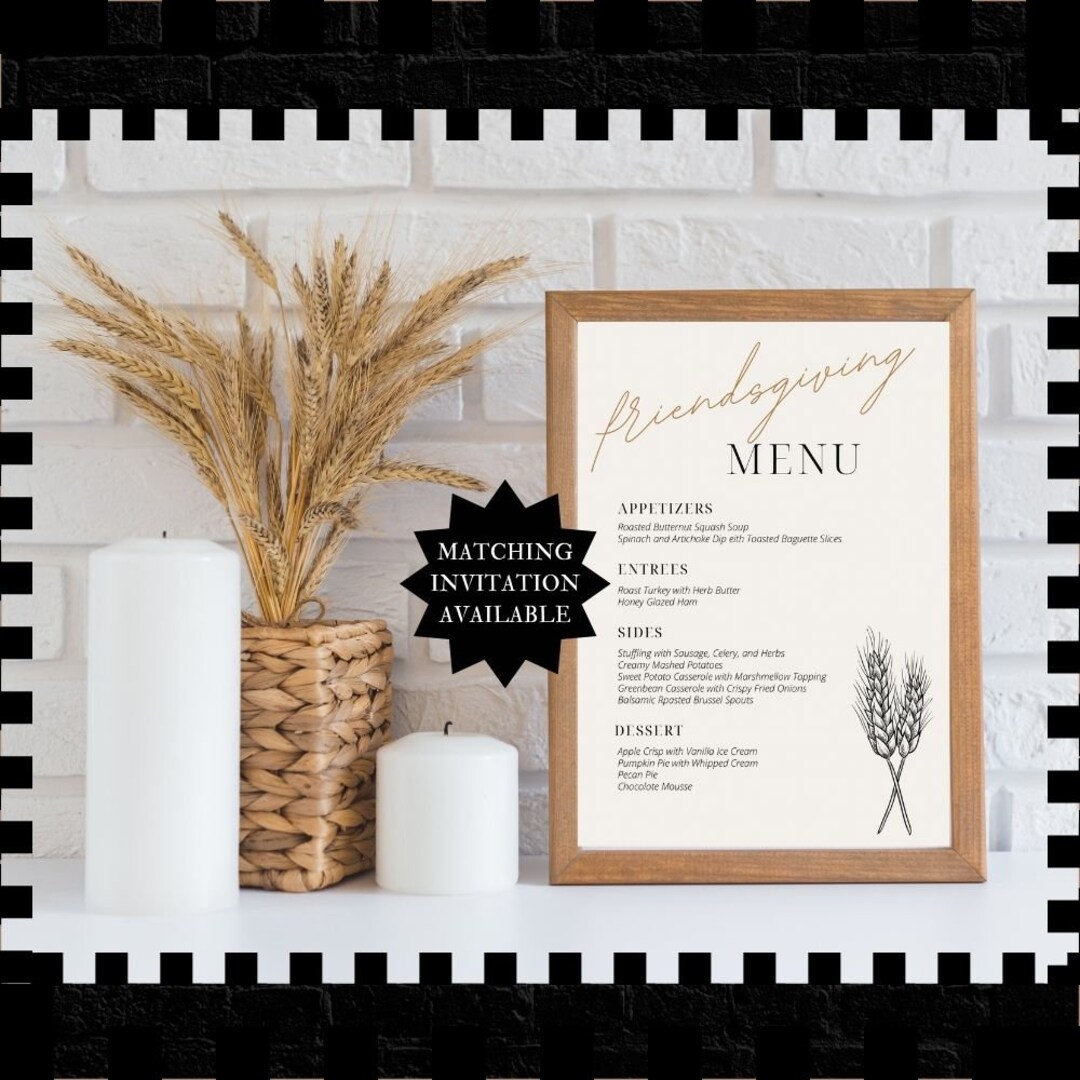 Editable Minimalistic Friendsgiving Menu Customizable Template ...