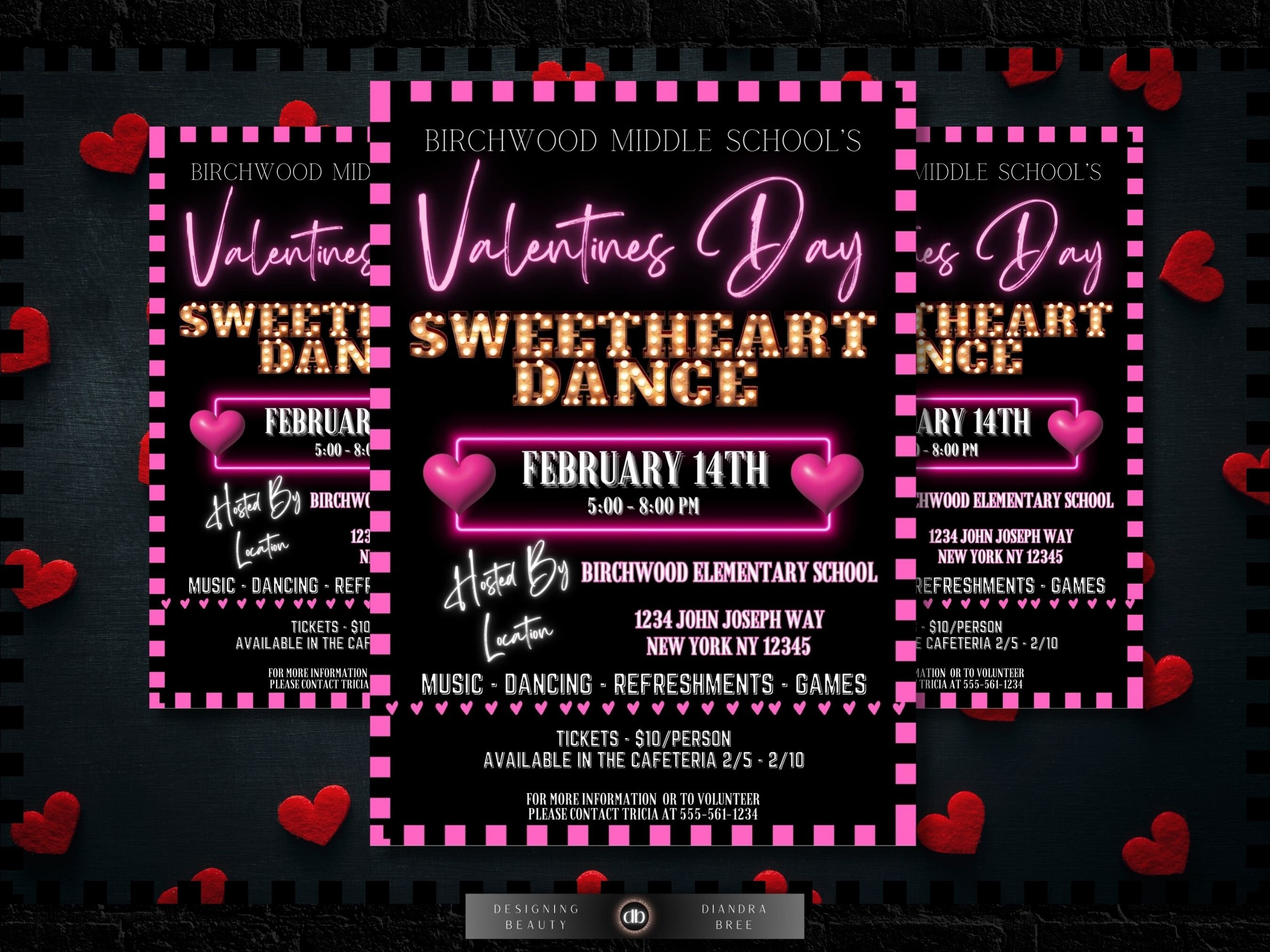 Editable Valentines Day Sweetheart Dance Flyer School Dance Flyer ...