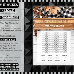 Thanksgiving Fall Word Search Puzzle Friendsgiving Party Game Printable ...