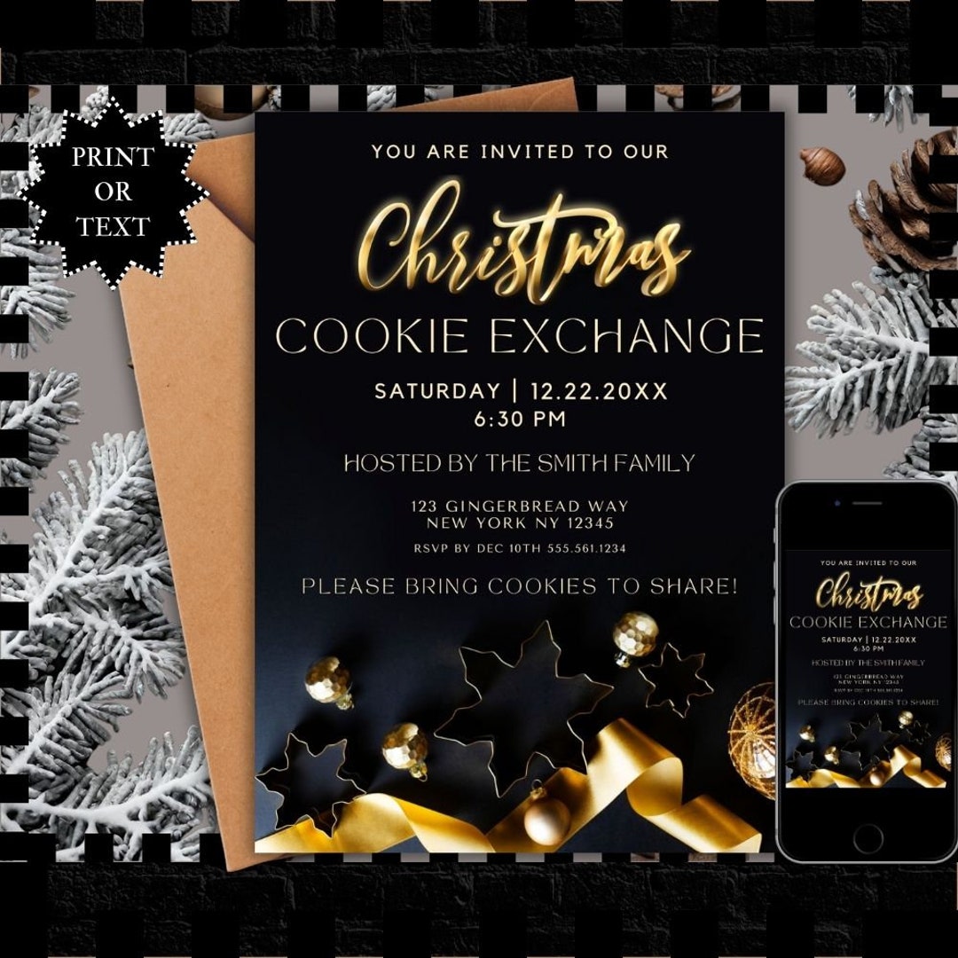 Editable Cookie Party Exchange Digital Christmas Party Invitation ...