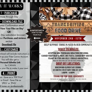 Editable Thanksgiving Food Drive Flyer Community Hunger Drive Fall ...