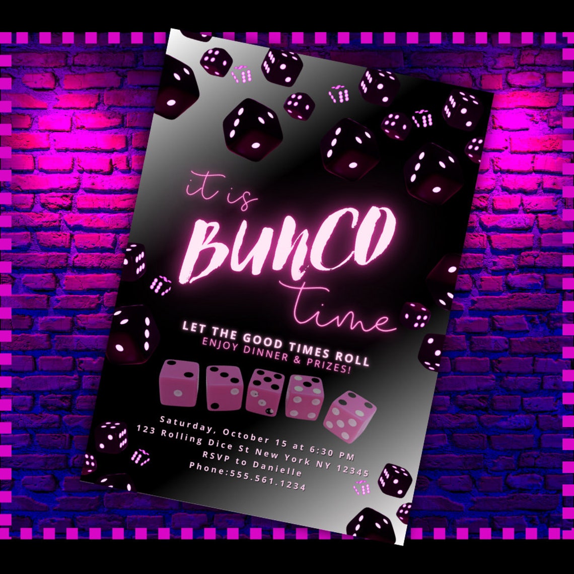Bunco Invitation Template for Game Night Invite for Bunco Party Ideas ...