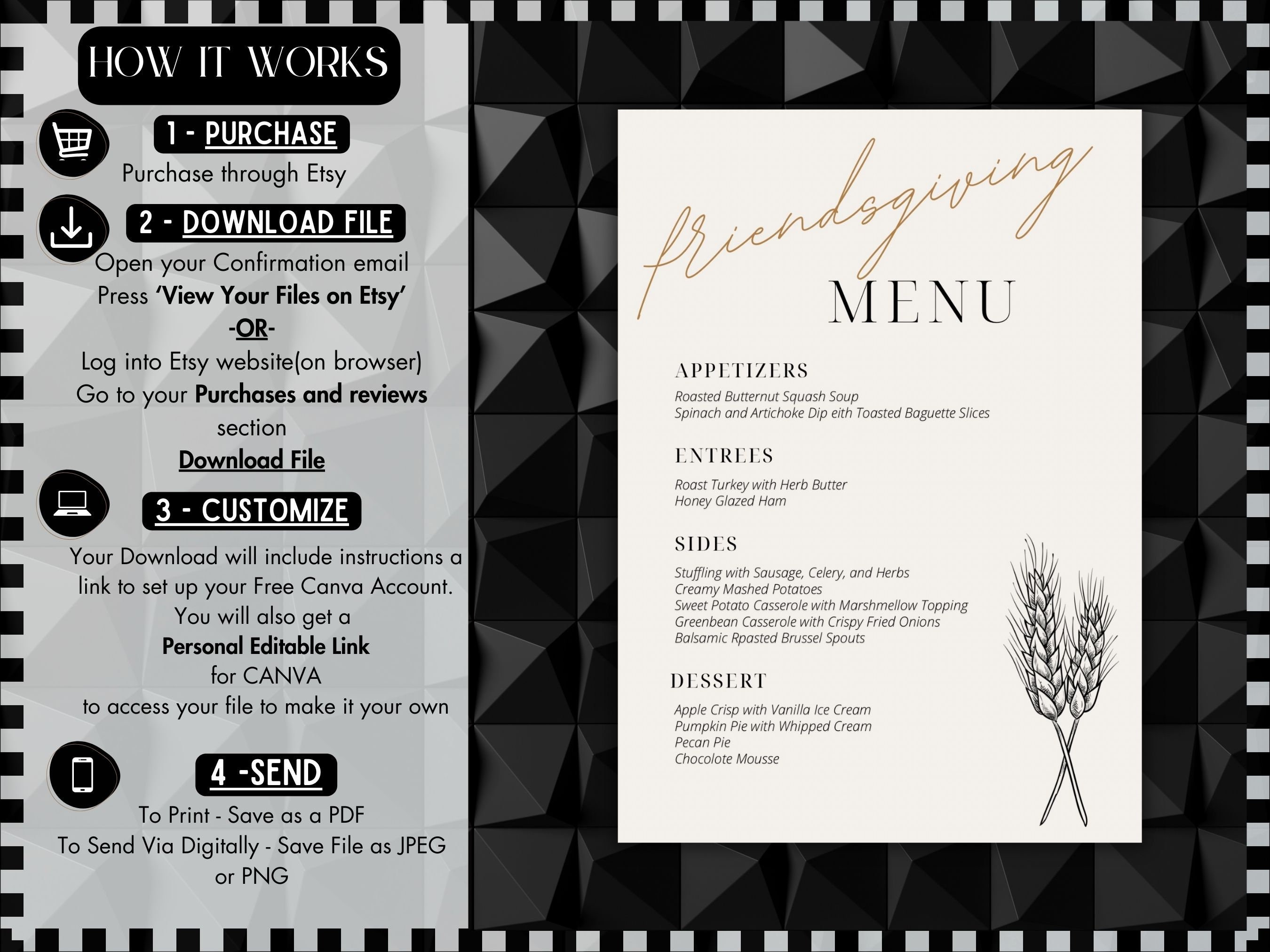 Editable Minimalistic Friendsgiving Menu Customizable Template ...