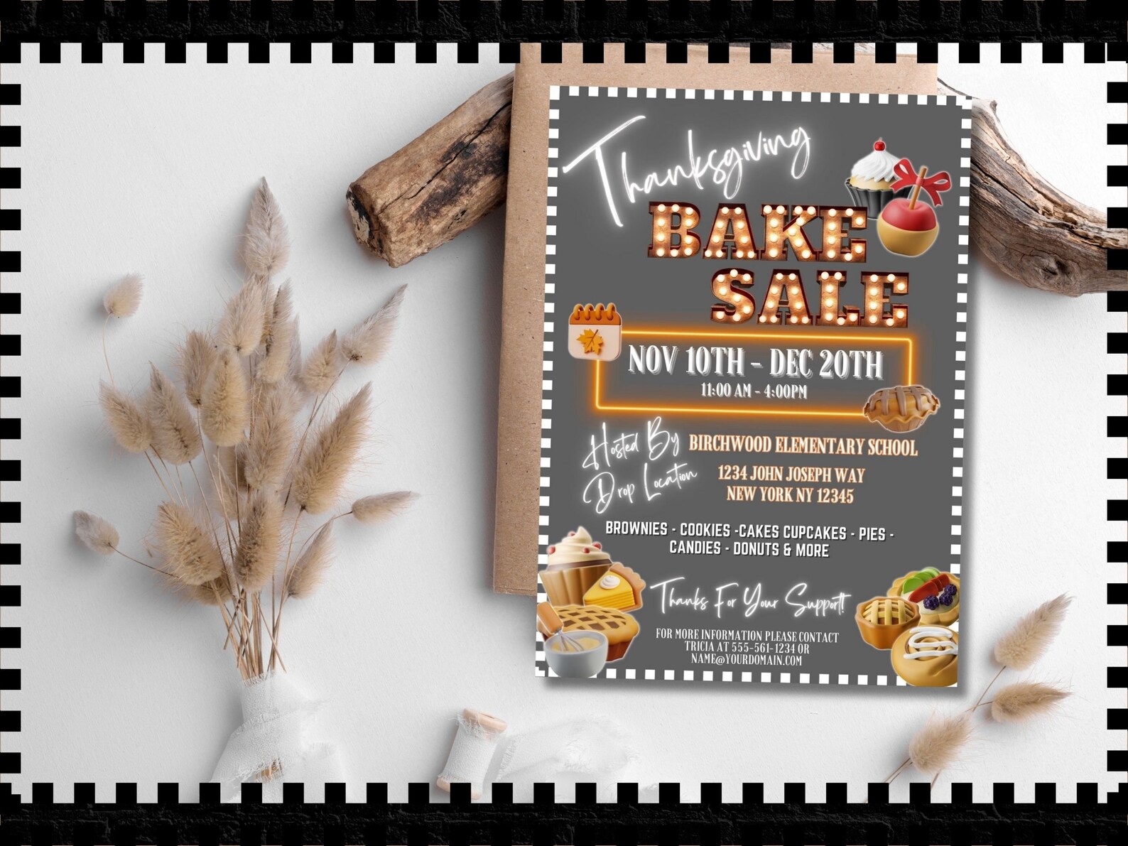 Editable Thanksgiving Fall Bake Sale Flyer Custom Fall Bake Sale ...
