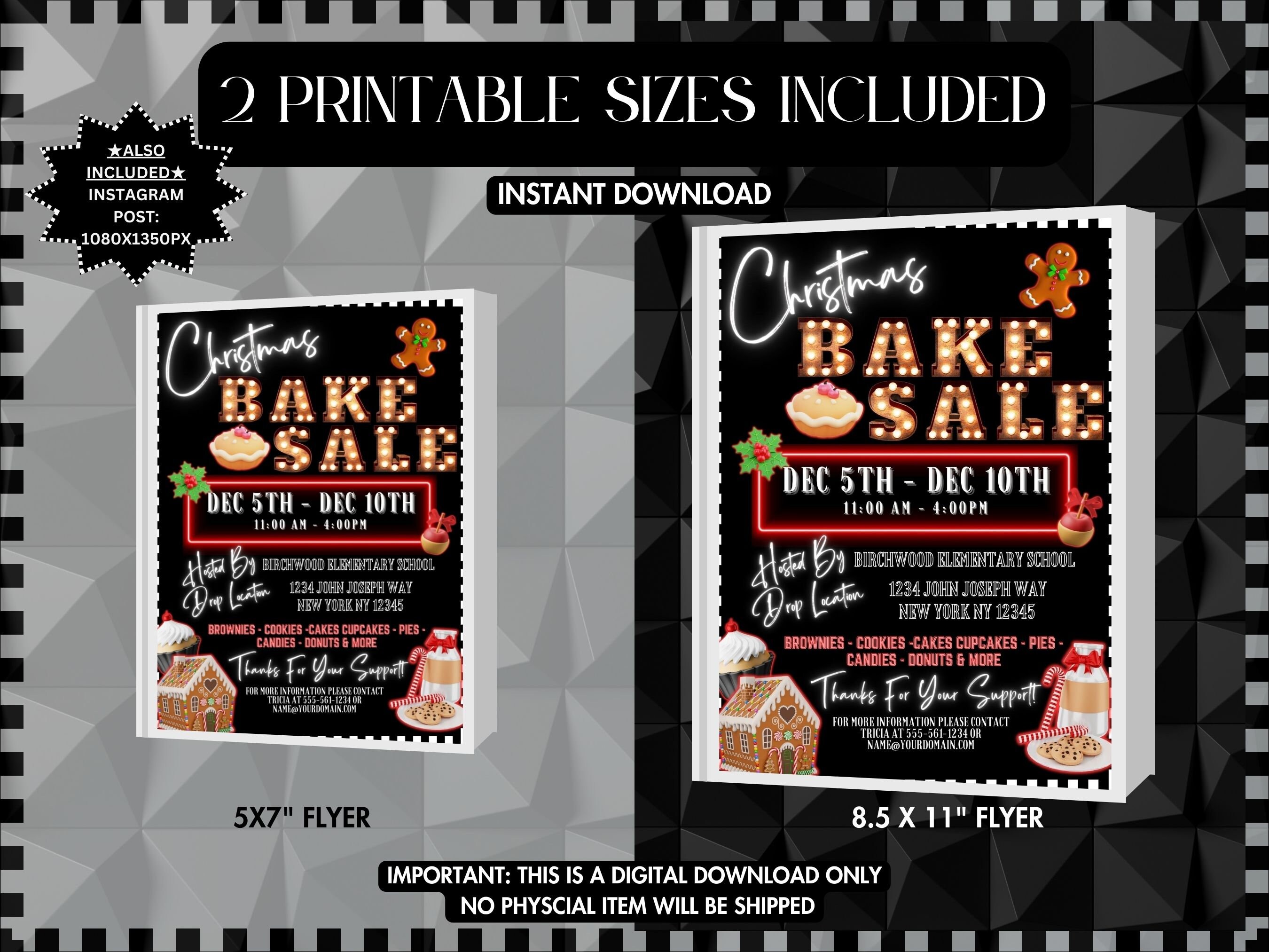 Editable Christmas Bake Sale Flyer Sign for Charity Church School ...