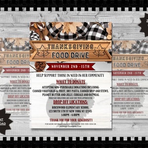 Editable Thanksgiving Food Drive Flyer Community Hunger Drive Fall ...