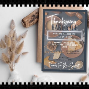Editable Thanksgiving Fall Bake Sale Flyer Custom Fall Bake Sale ...