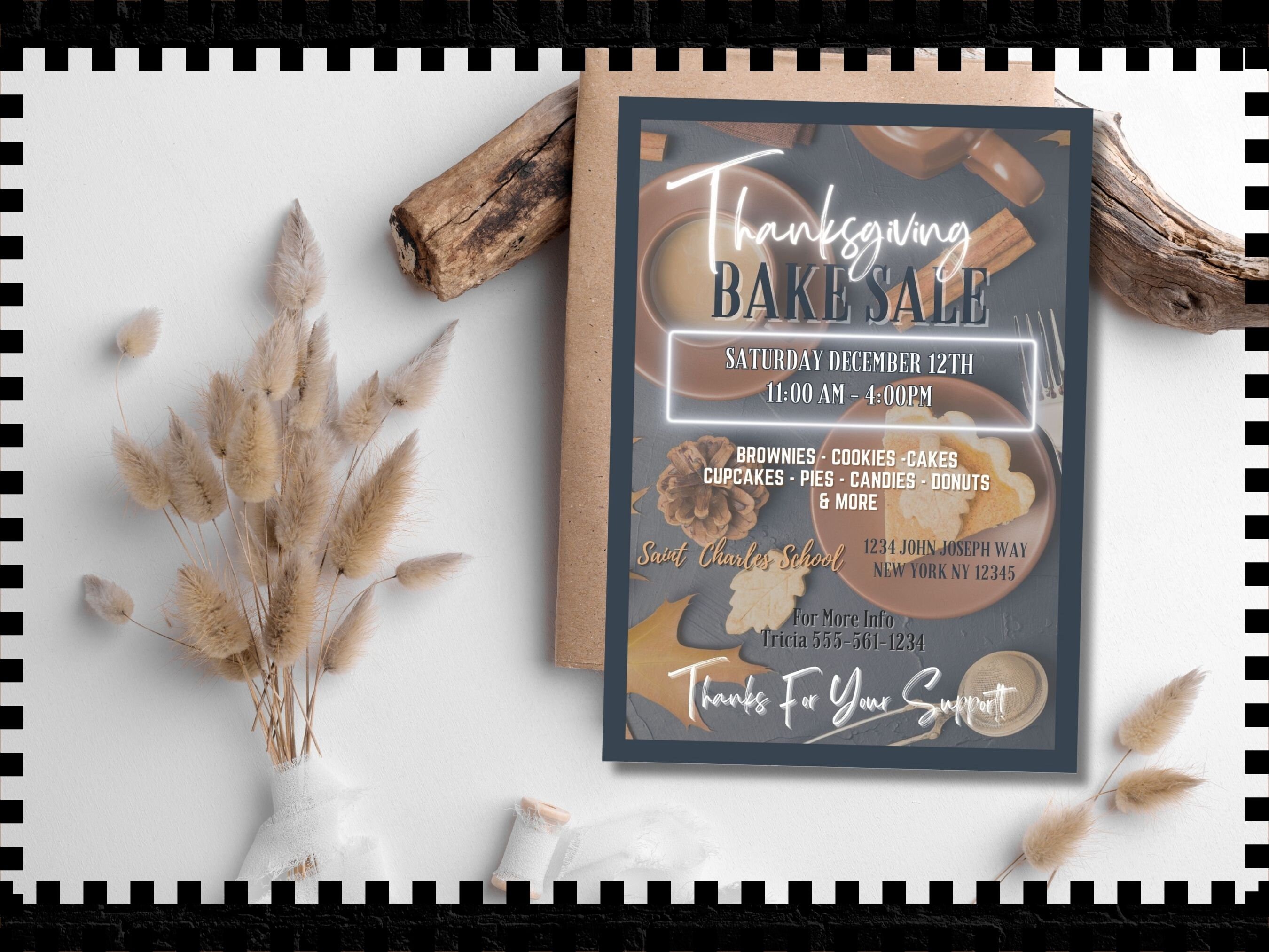 Editable Thanksgiving Fall Bake Sale Flyer Custom Fall Bake Sale ...