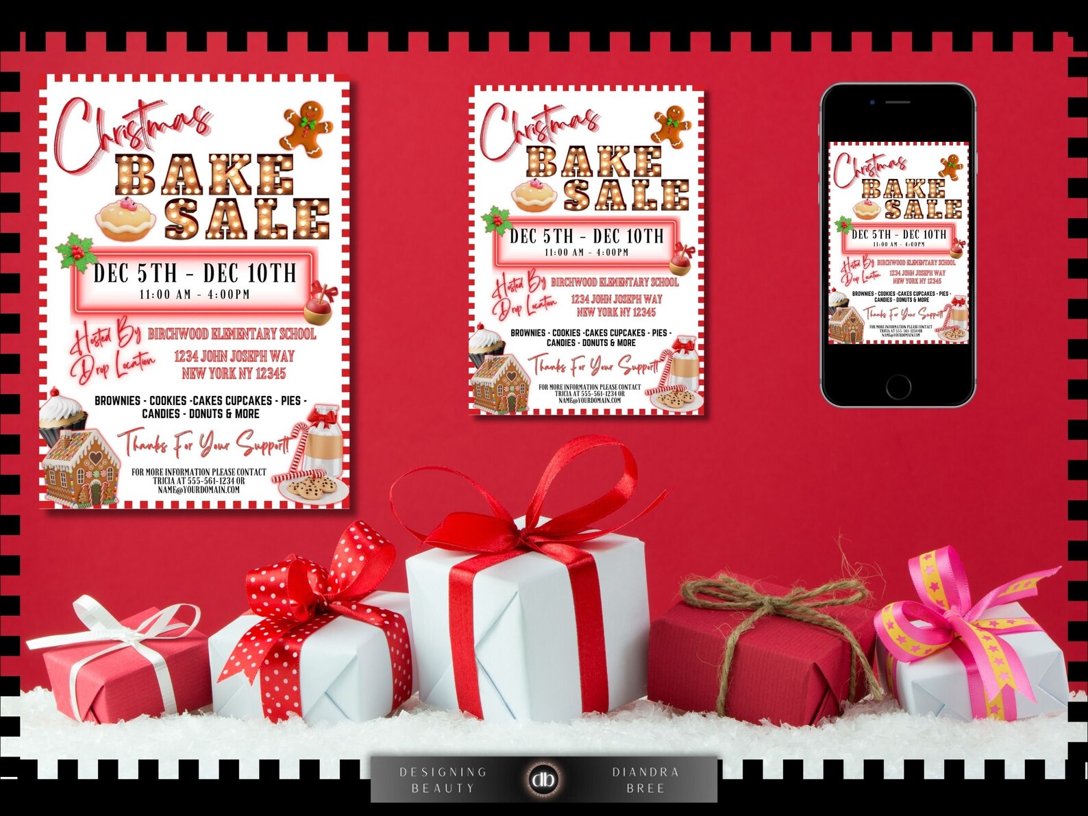 Editable Christmas Bake Sale Flyer Sign for Charity Church School ...