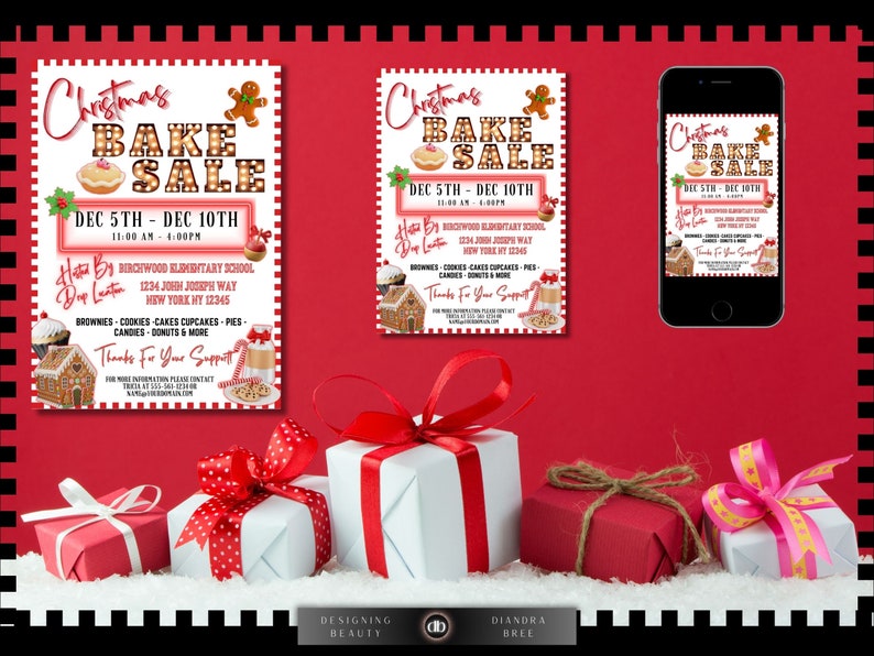 Editable Christmas Bake Sale Flyer Sign for Charity Church School ...