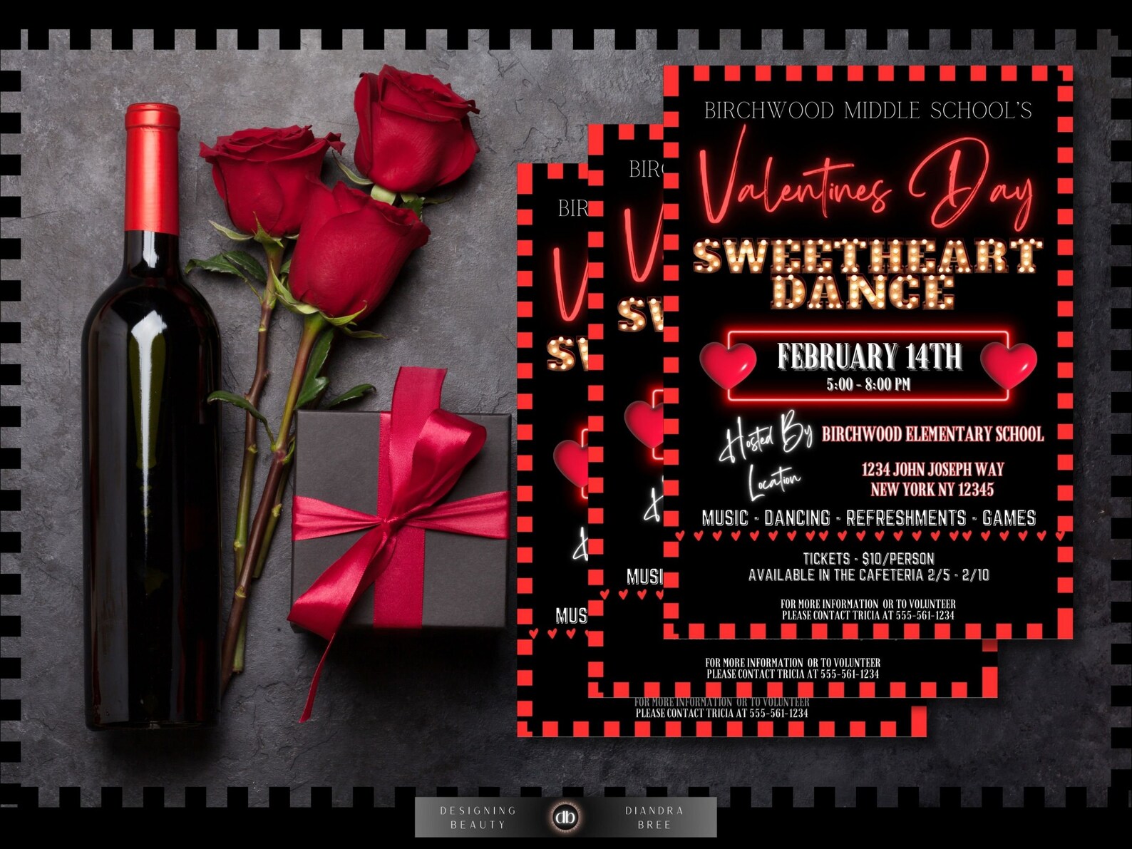 Editable Valentines Day Sweetheart Dance Flyer School Dance Flyer ...