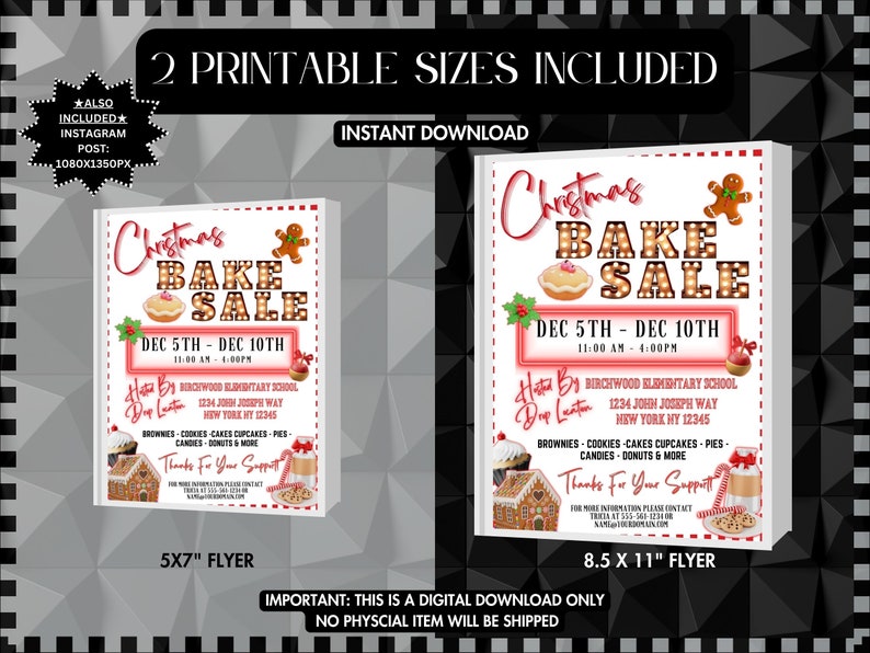 Editable Christmas Bake Sale Flyer Sign for Charity Church School ...