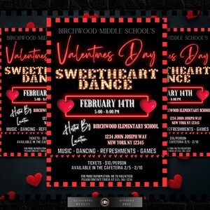 Editable Valentines Day Sweetheart Dance Flyer School Dance Flyer ...