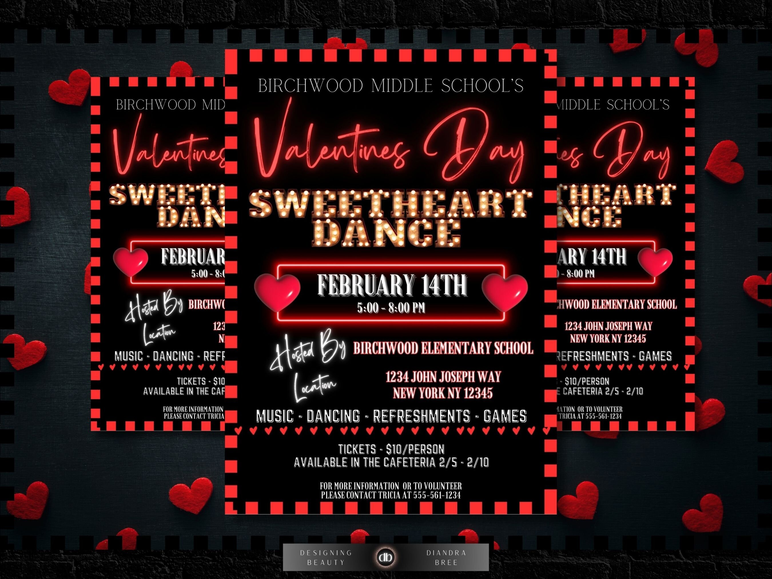 Editable Valentines Day Sweetheart Dance Flyer School Dance Flyer ...