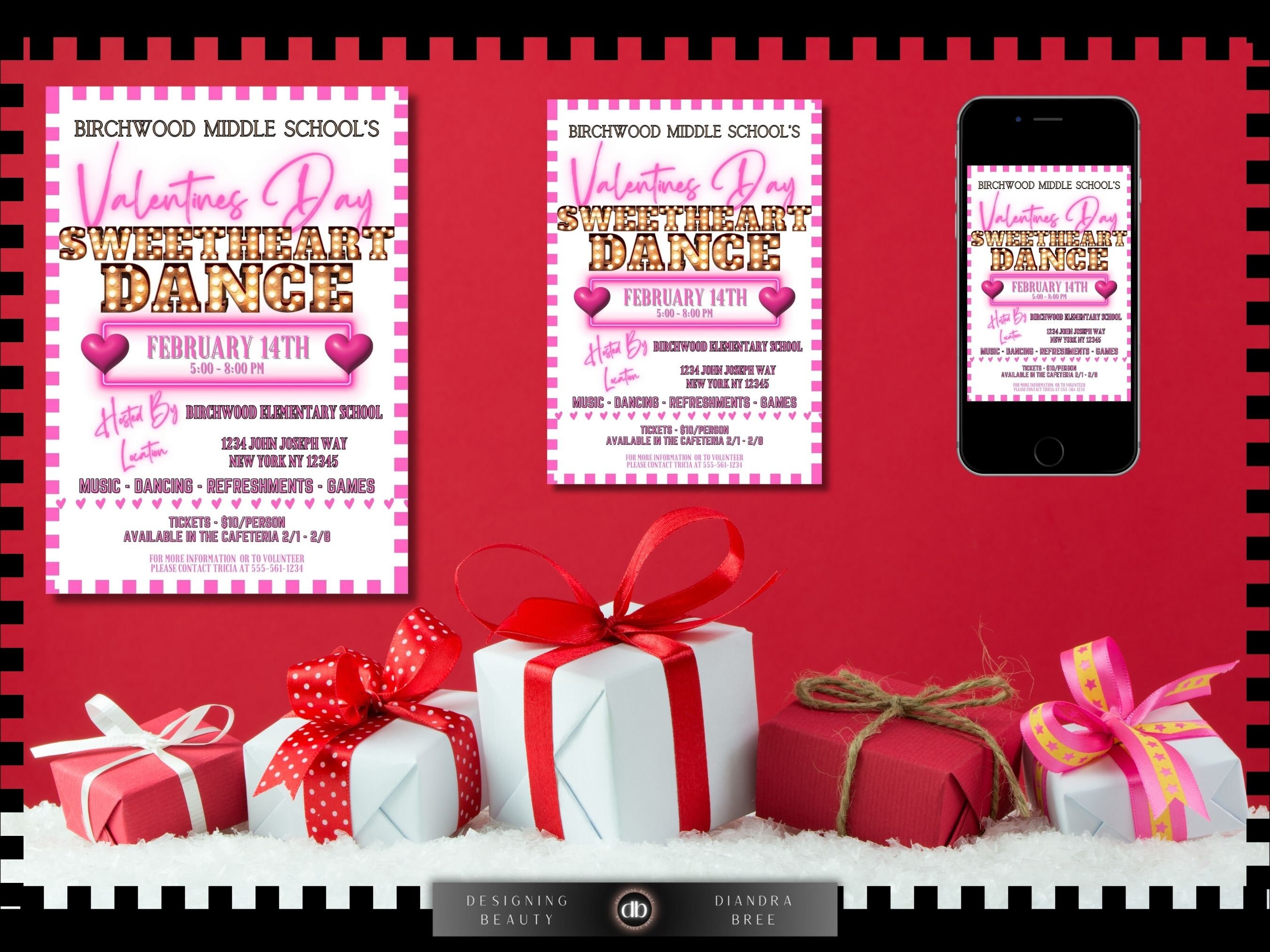 Editable Valentines Day Sweetheart Dance Flyer School Dance Flyer ...