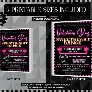 Editable Valentines Day Sweetheart Dance Flyer School Dance Flyer ...