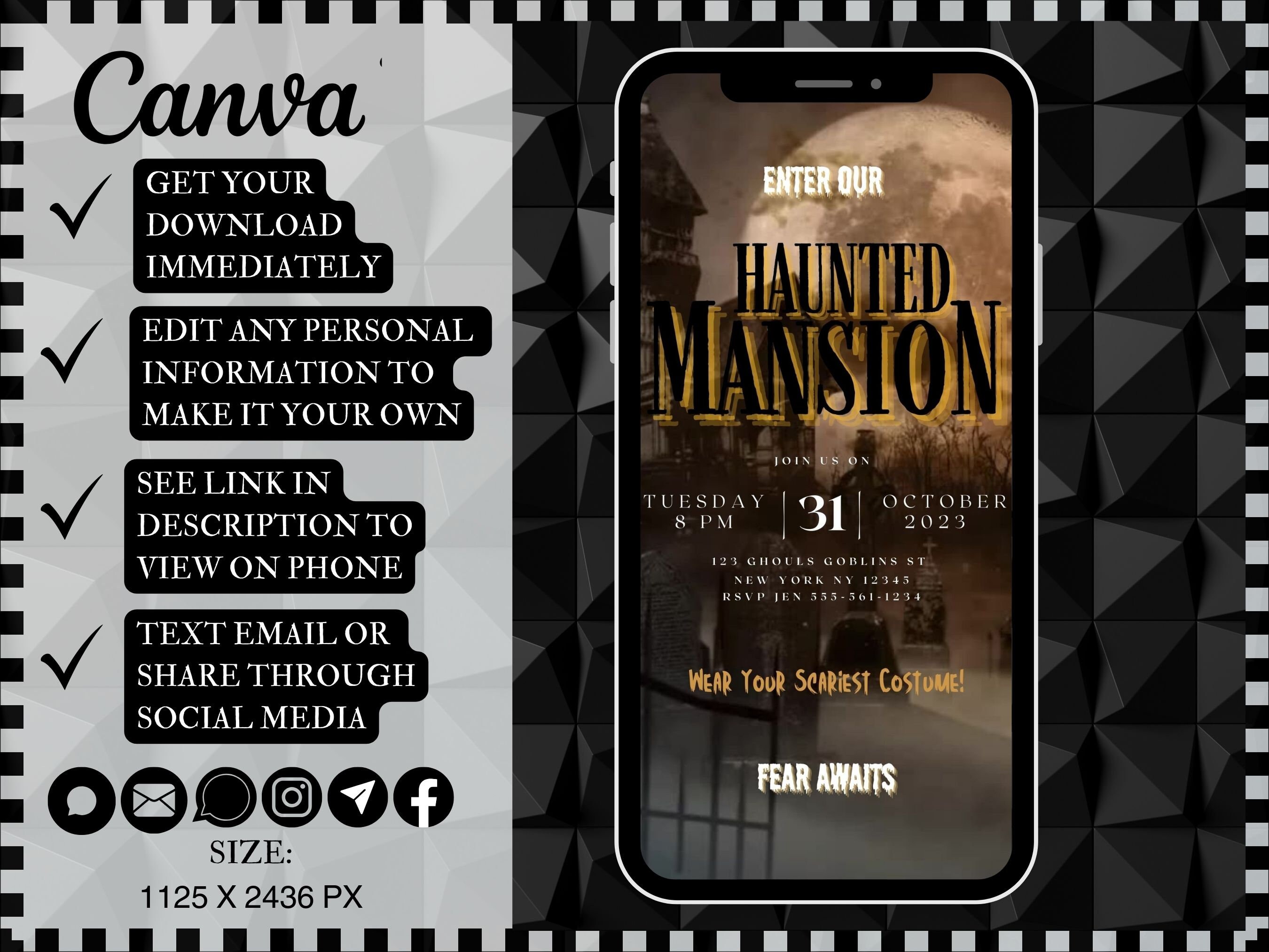 Animated Scary Spooky Haunted Mansion Halloween Video Invitation for ...