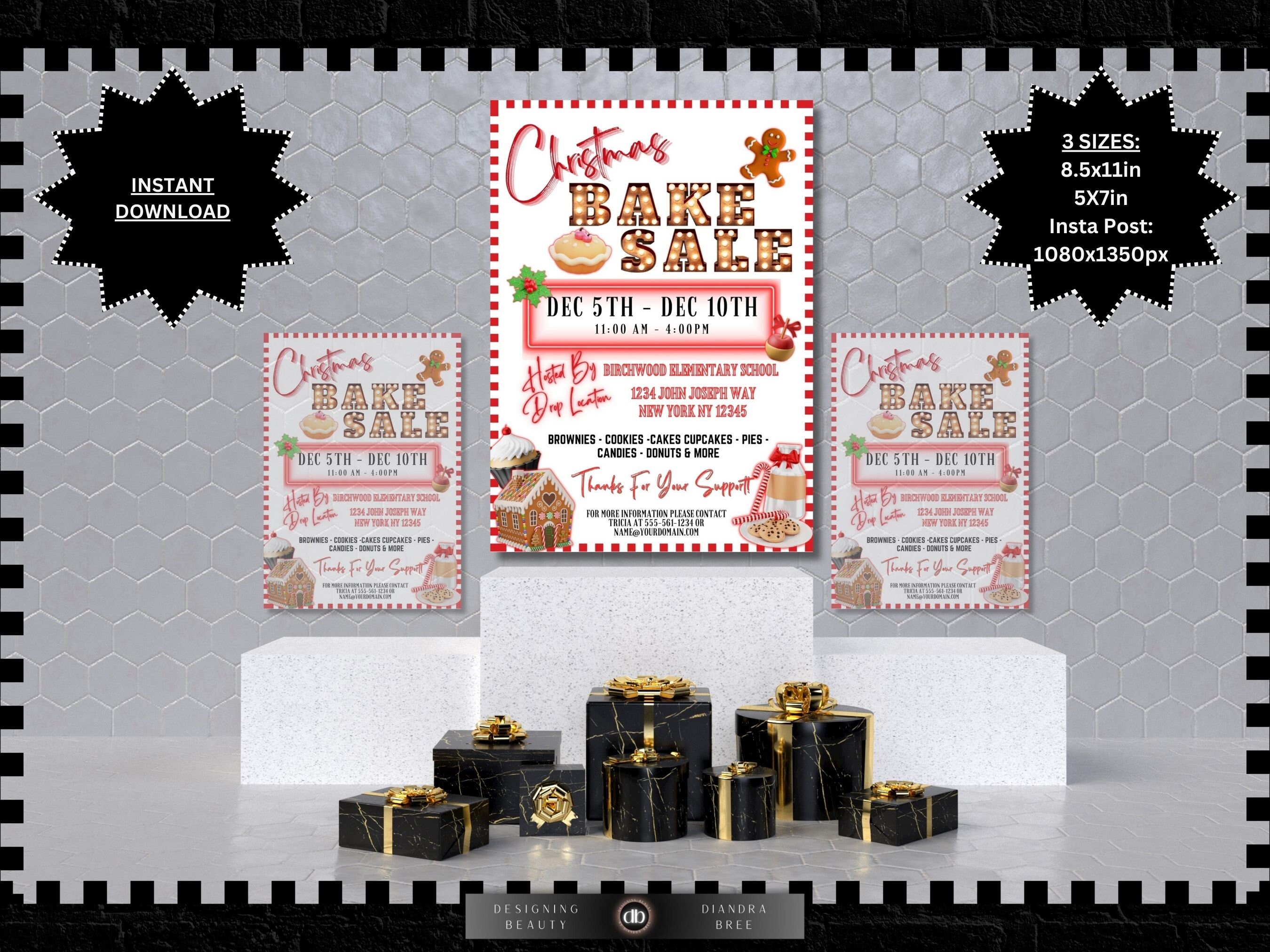 Editable Christmas Bake Sale Flyer Sign for Charity Church School ...