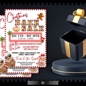 Editable Christmas Bake Sale Flyer Sign for Charity Church School ...