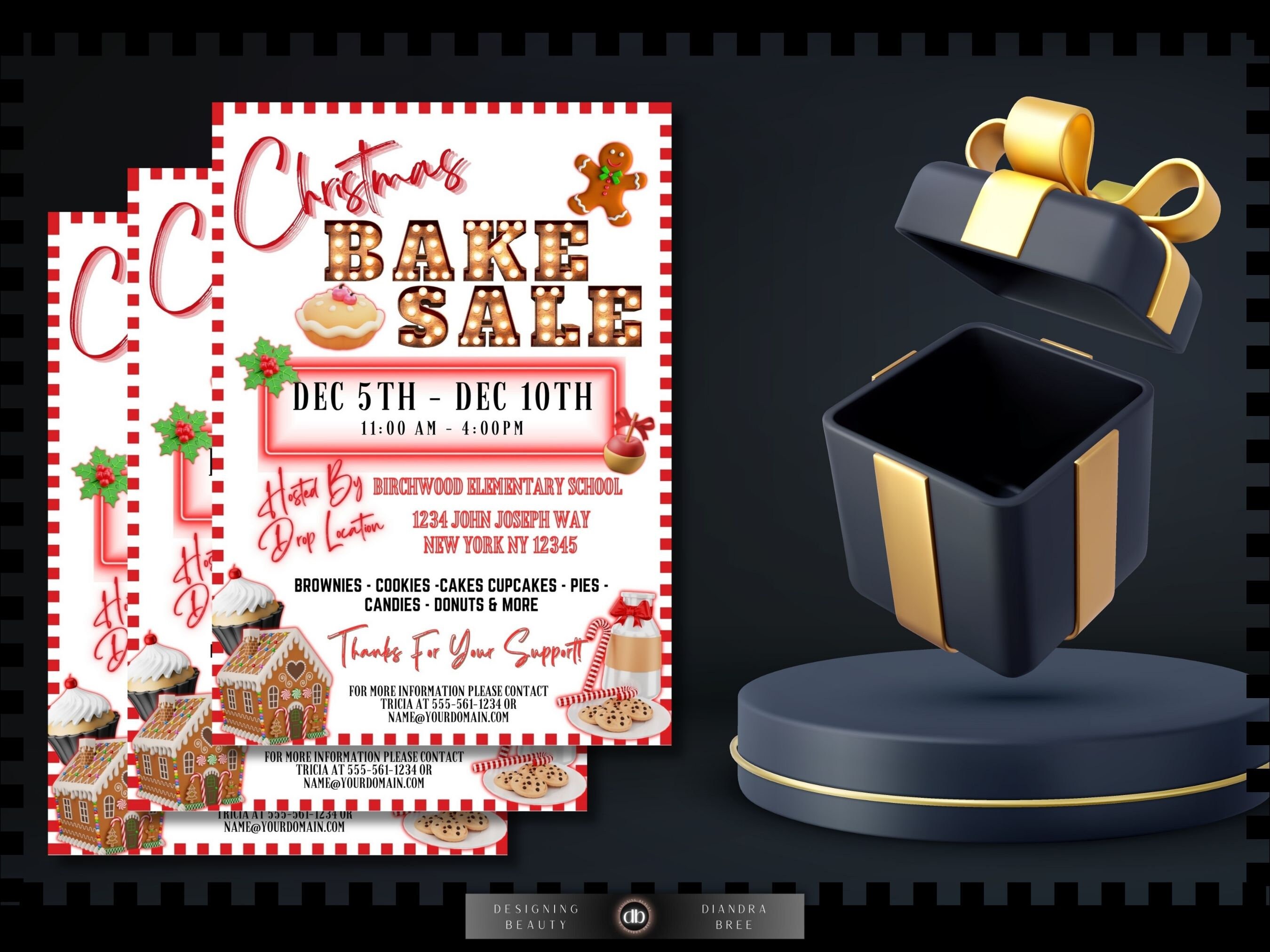 Editable Christmas Bake Sale Flyer Sign for Charity Church School ...