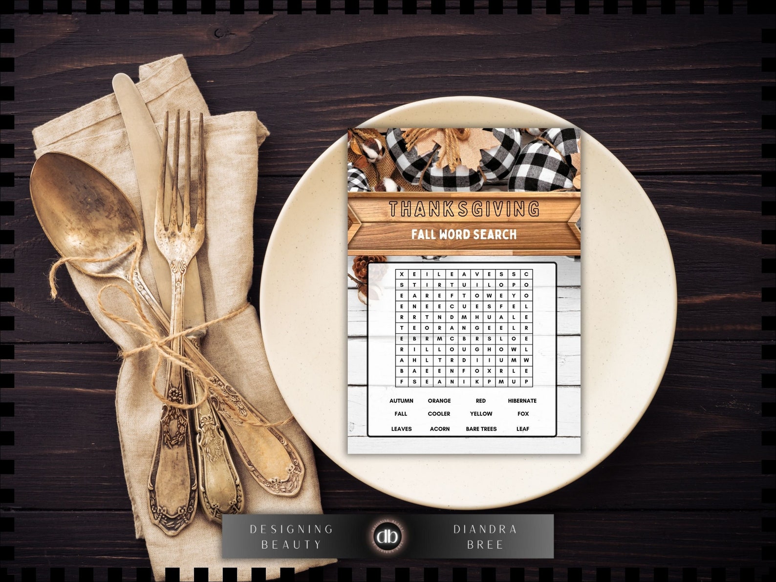 Thanksgiving Fall Word Search Puzzle Friendsgiving Party Game Printable ...