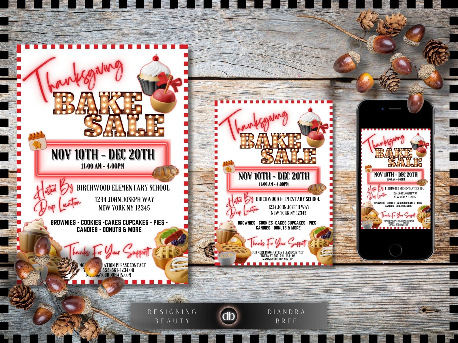 Editable Thanksgiving Fall Bake Sale Flyer Custom Fall Bake Sale ...