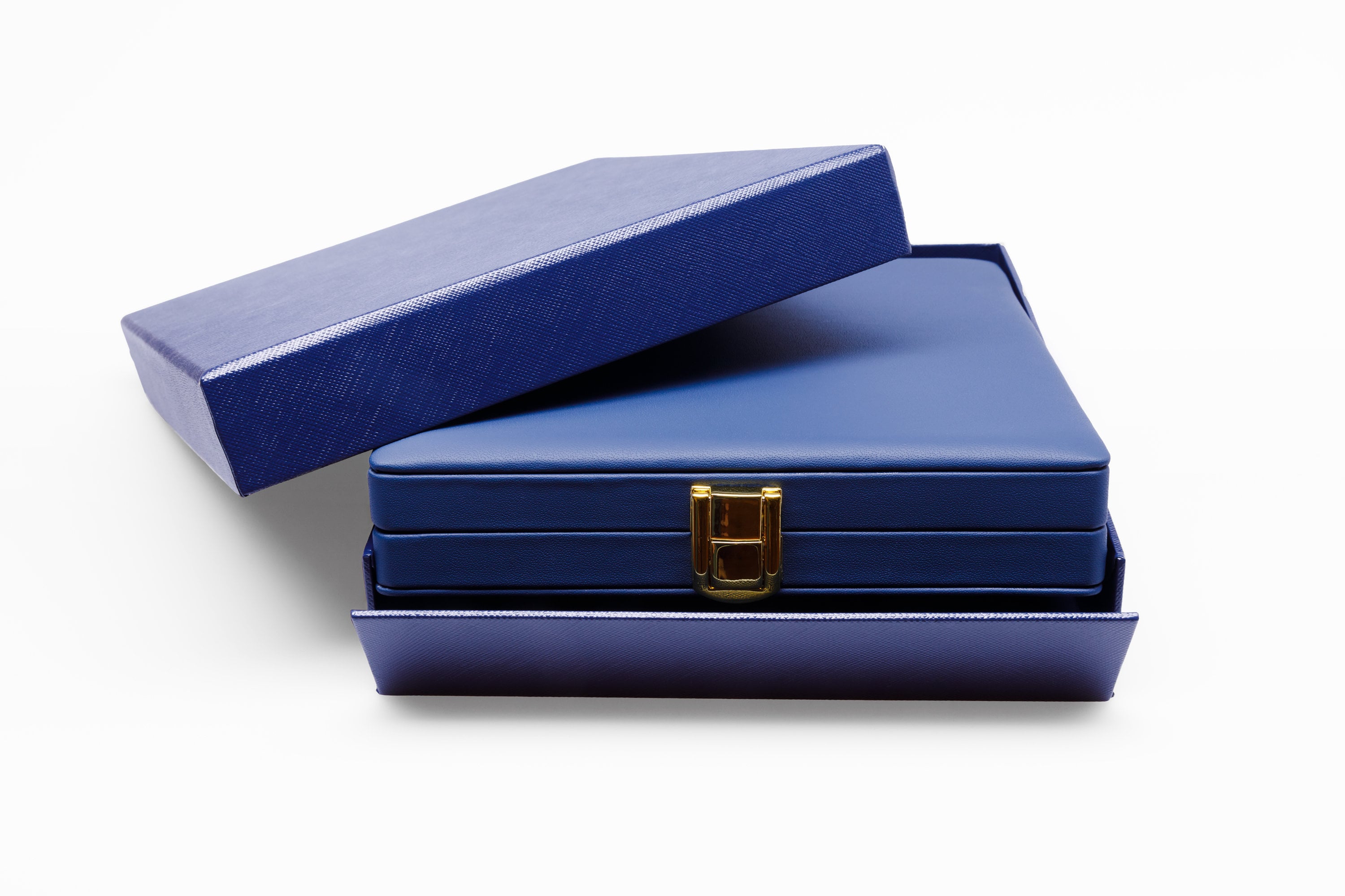 Leather Blue Jewelry Box for Necklace Earring Set, Elegant Jewelry Box ...