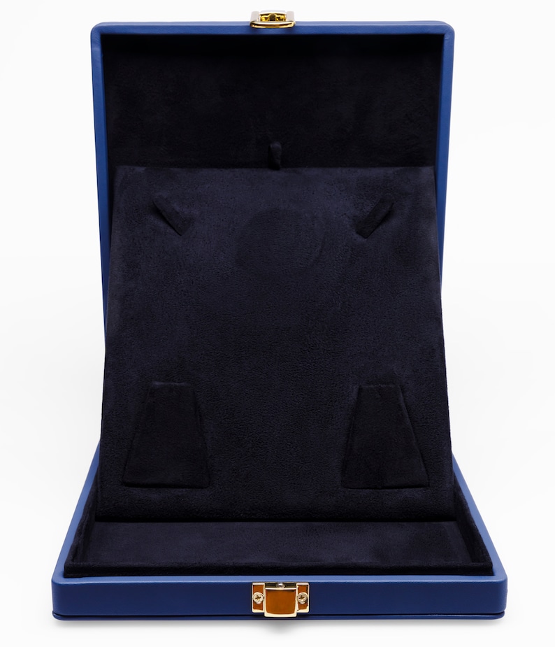 Leather Blue Jewelry Box for Necklace Earring Set, Elegant Jewelry Box ...