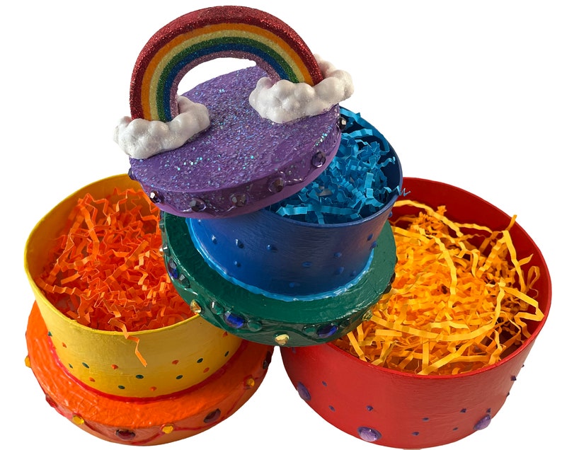 Rainbow Cake Paper Mâché Gift Box - Etsy