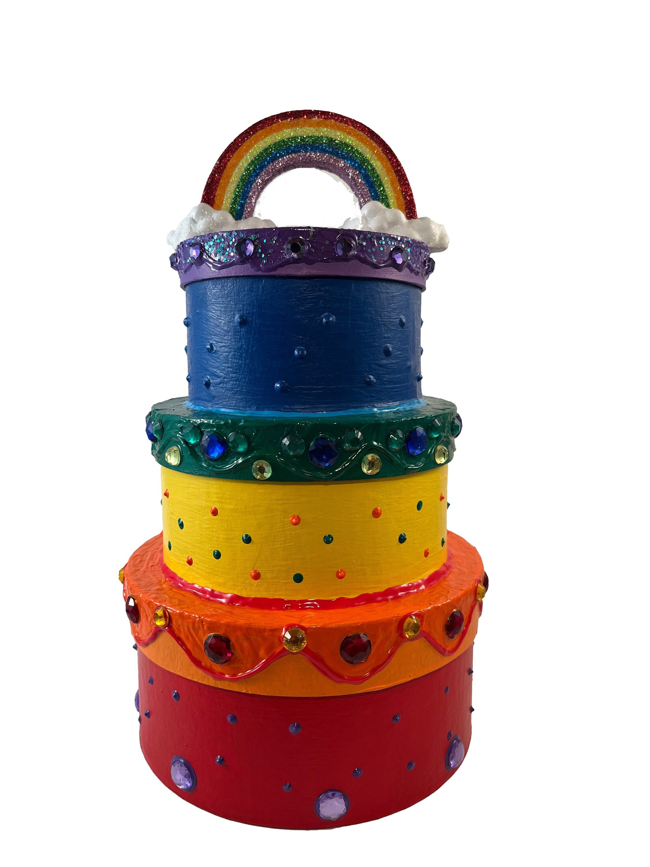 Rainbow Cake Paper Mâché Gift Box - Etsy