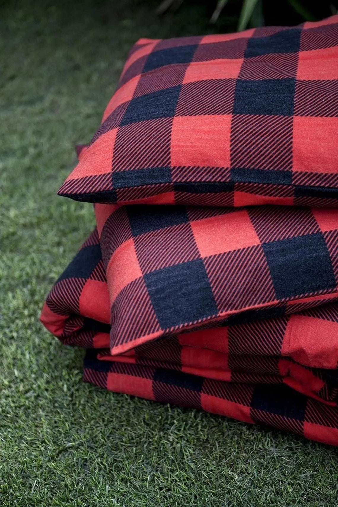180 Gram Cotton Heavy Flannel Duvet Cover Set (red Black Plaid,full ...
